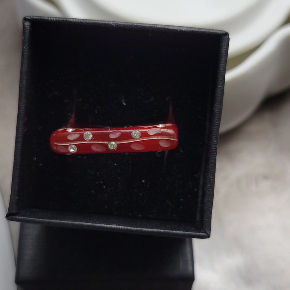 RETRO RING SIZE 9 LUCITE RED MODERNISTIC | Jewelry | Antique Sparkle ...
